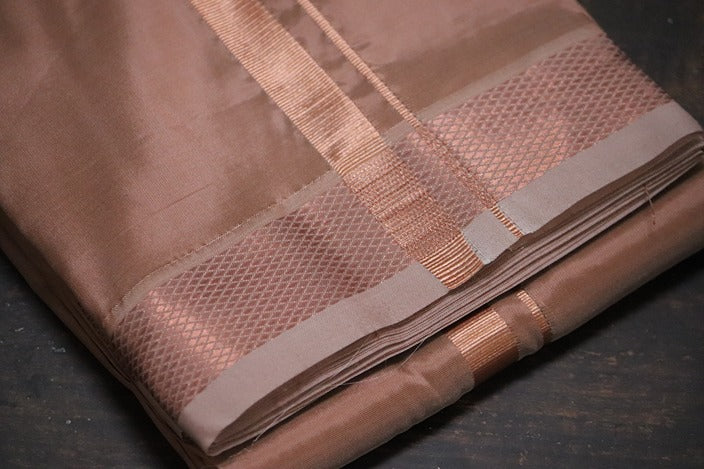 Artsilk RoseGold Combo Set(Shirt Fabric+Dhoti) with Copper Border ...