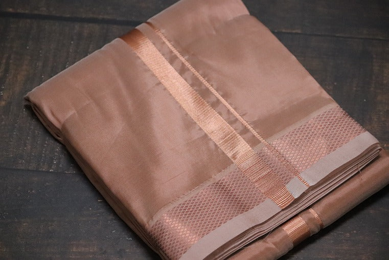 Artsilk RoseGold Combo Set(Shirt Fabric+Dhoti) with Copper Border ...