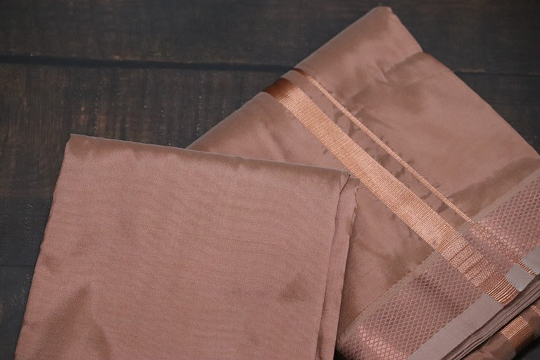 Artsilk RoseGold Combo Set(Shirt Fabric+Dhoti) with Copper Border ...