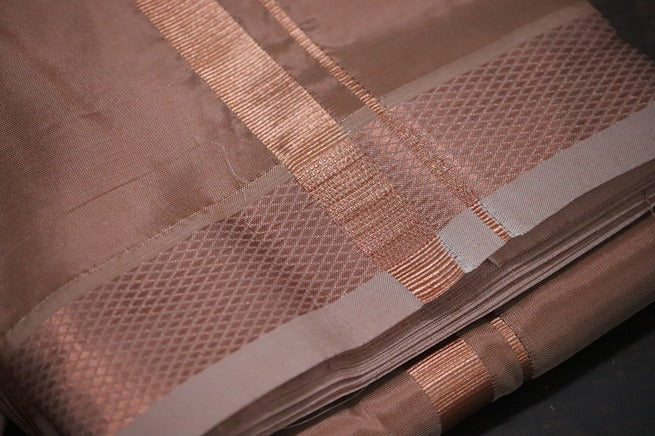 Artsilk RoseGold Combo Set(Shirt Fabric+Dhoti) with Copper Border ...